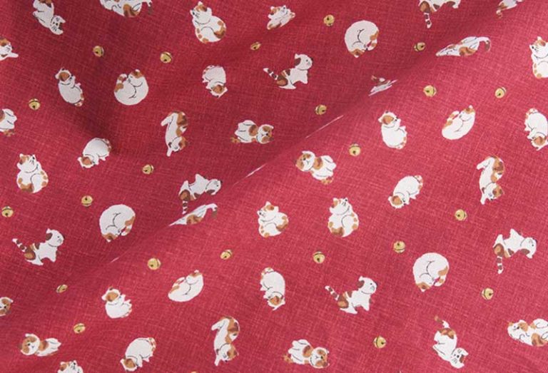 Japanese Futon Quilt, Artisan Handmade (Fabric: Suzuneko pattern RED ...