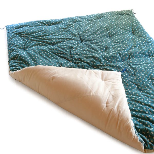 Japanese Futon Quilt, Artisan Handmade (Fabric: Suzuneko pattern Blue ...